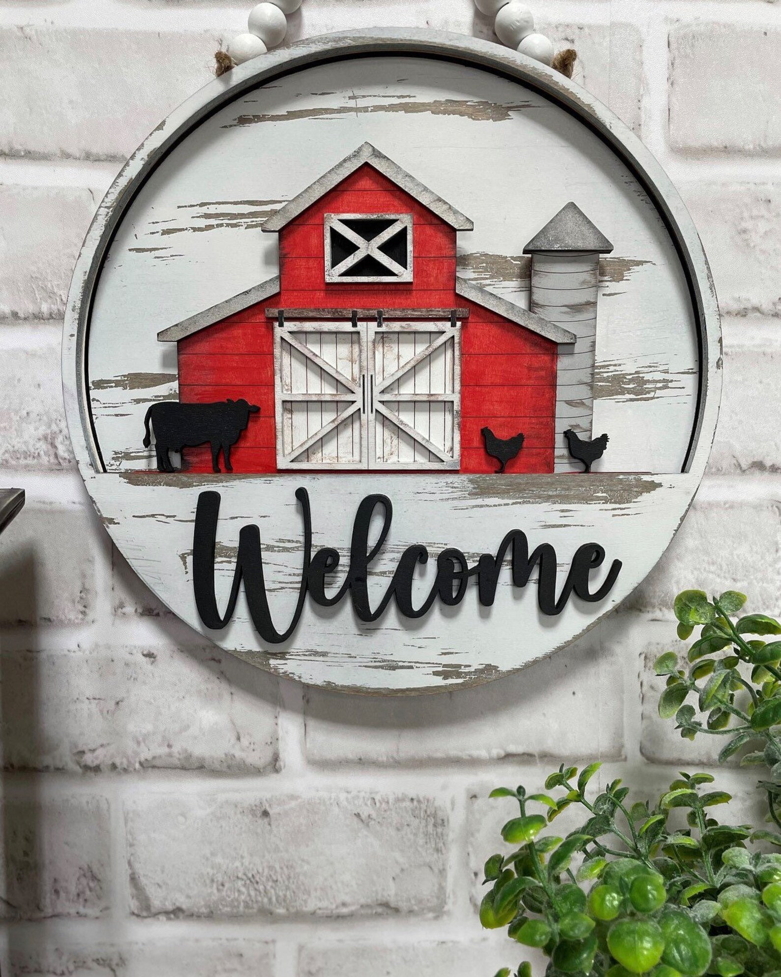 Farm Life Barn / Red Barn / Welcome Front Door Sign / Silos / - Etsy