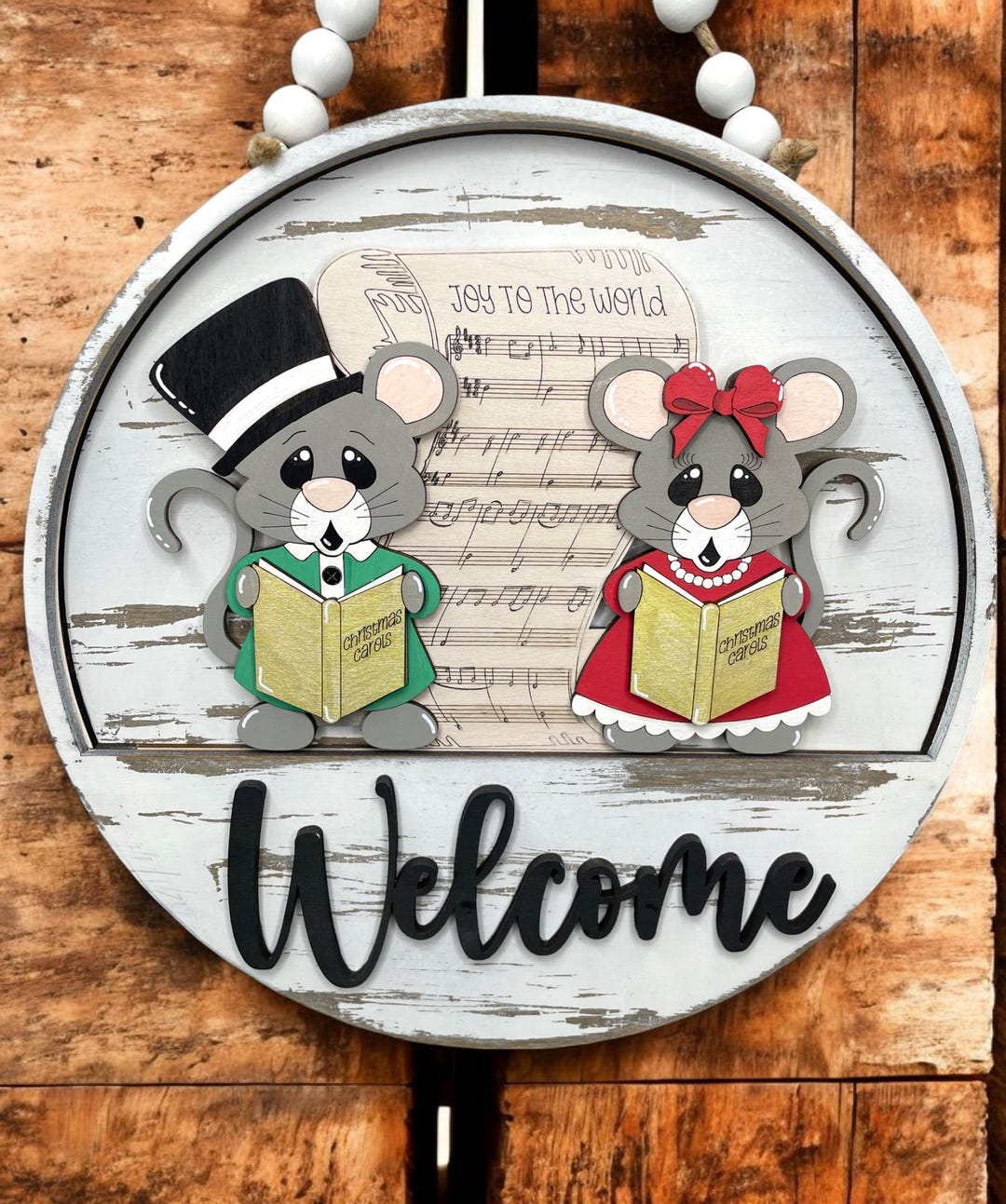 Merry Christmas Music Mice Welcome Front Door Sign / Merry Christmas ...