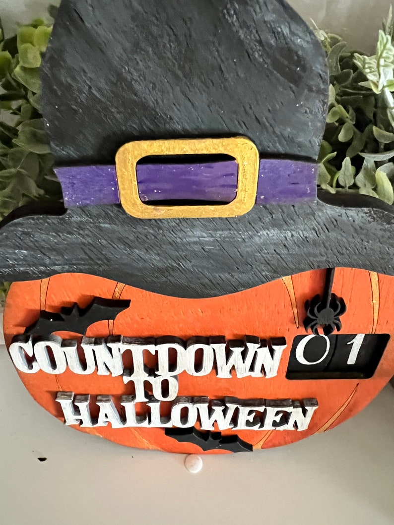 Pumpkin Countdown to Halloween / Witch / Halloween Decor / - Etsy