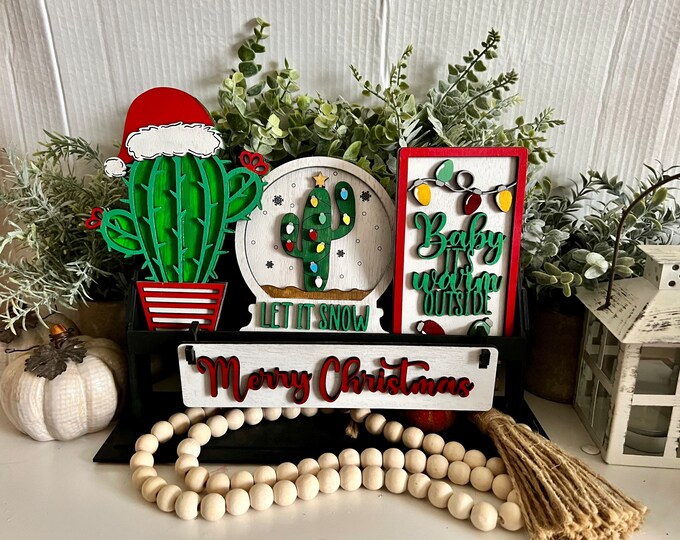 Merry Christmas Interchangeable Wagon Decor / Warm Christmas / Cactus ...