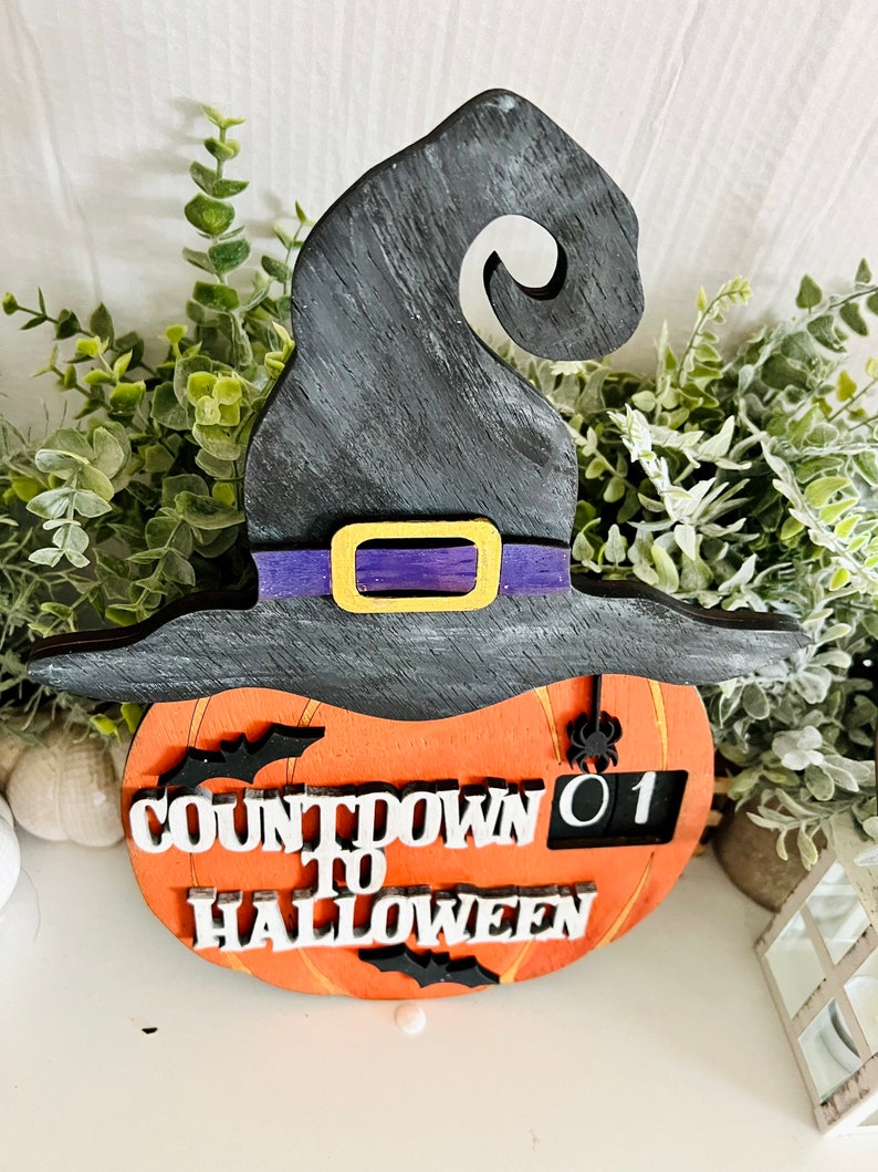 Pumpkin Countdown to Halloween / Witch / Halloween Decor / - Etsy