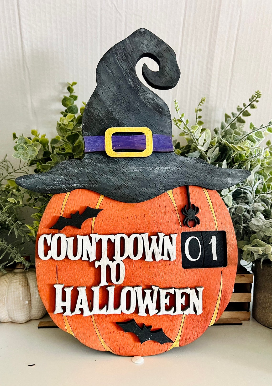 Pumpkin Countdown to Halloween / Witch / Halloween Decor / - Etsy