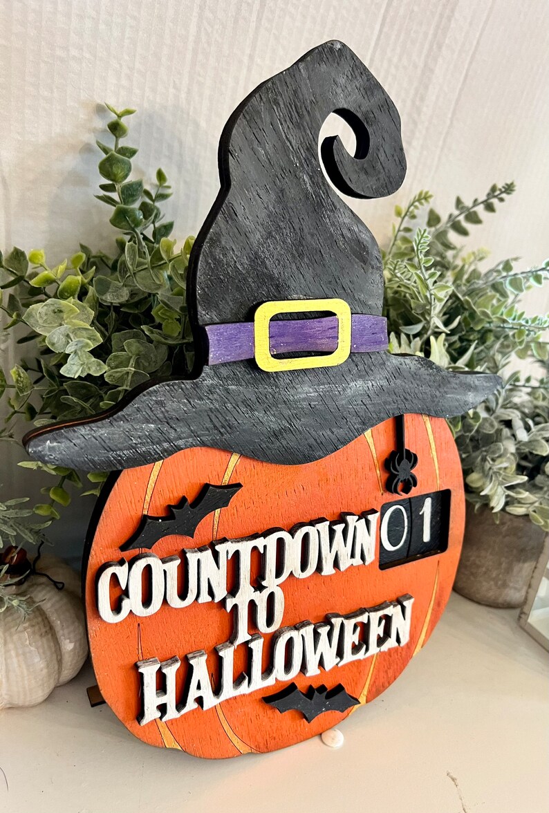 Pumpkin Countdown to Halloween / Witch / Halloween Decor / - Etsy