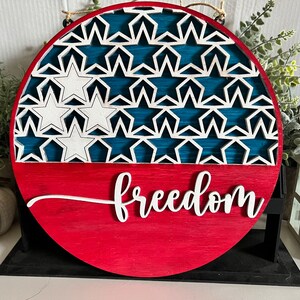 American Freedom Front Door Welcome Sign / Fourth of July / USA America ...