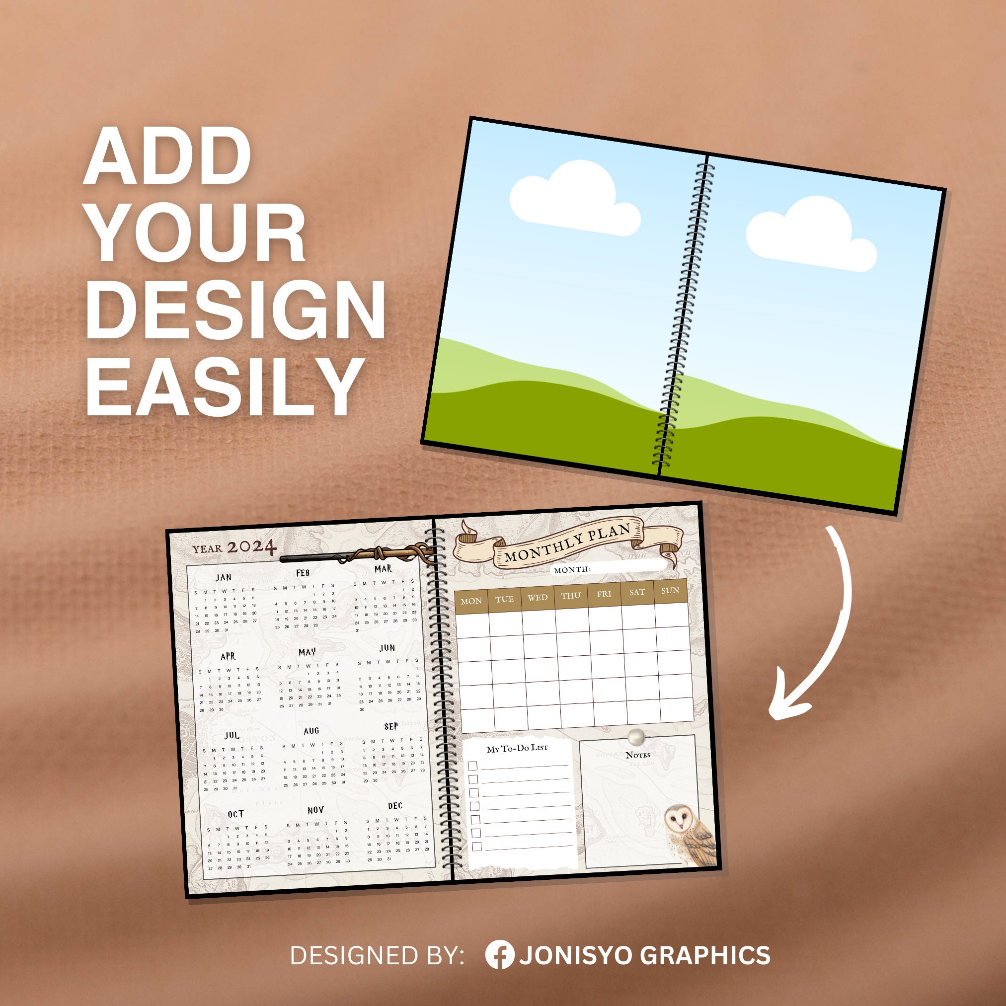 Canva Spiral Notebook Mockup Frame Planner Bundle DIY Notebook Planner ...