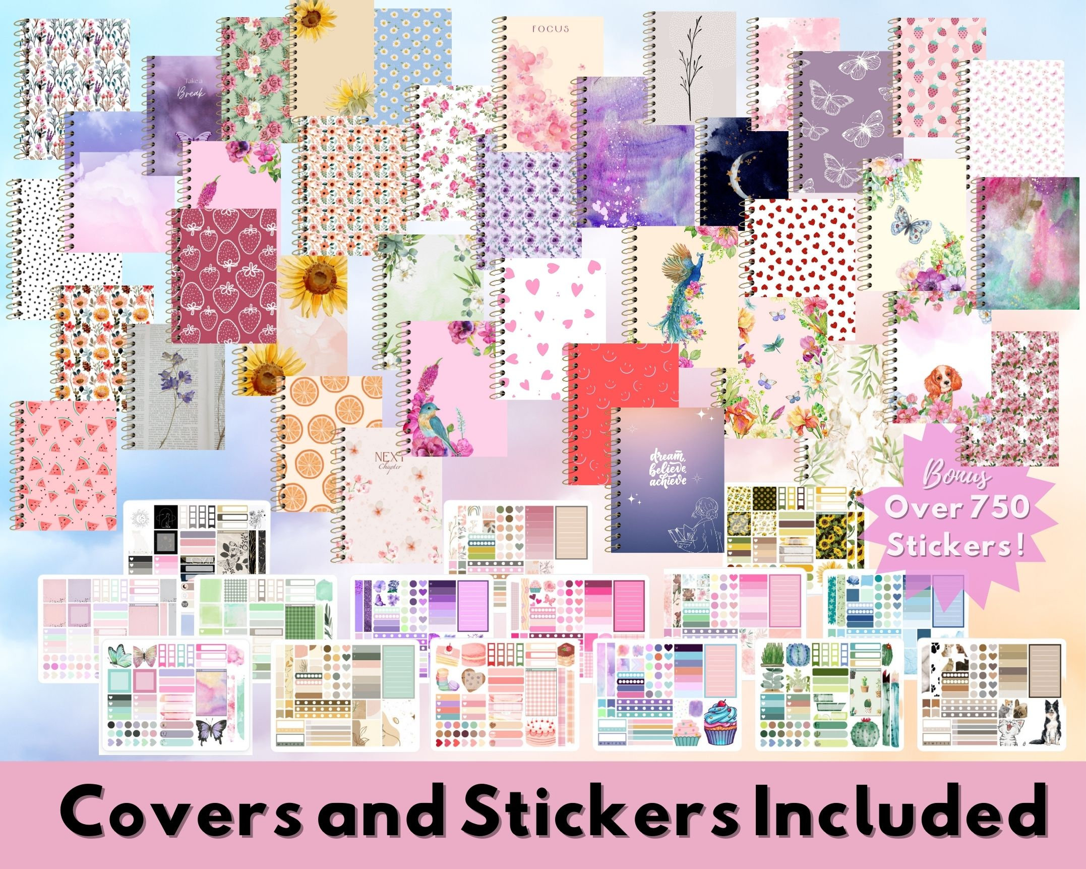 Boho, Pink, ADHD, Undated, Goodnotes, Rainbow, Digital Planner, iPad ...