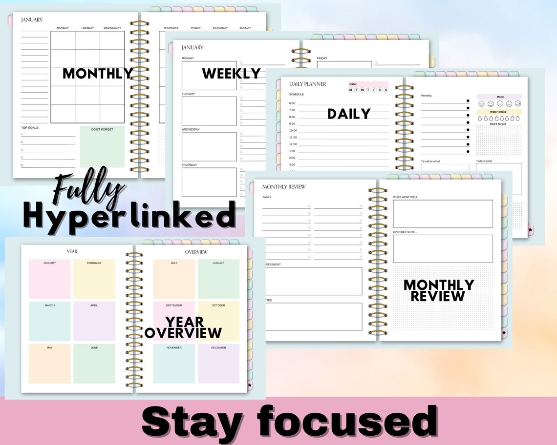 Boho, Kawaii,adhd,undated, Goodnotes, Rainbow, Digital Planner, iPad ...