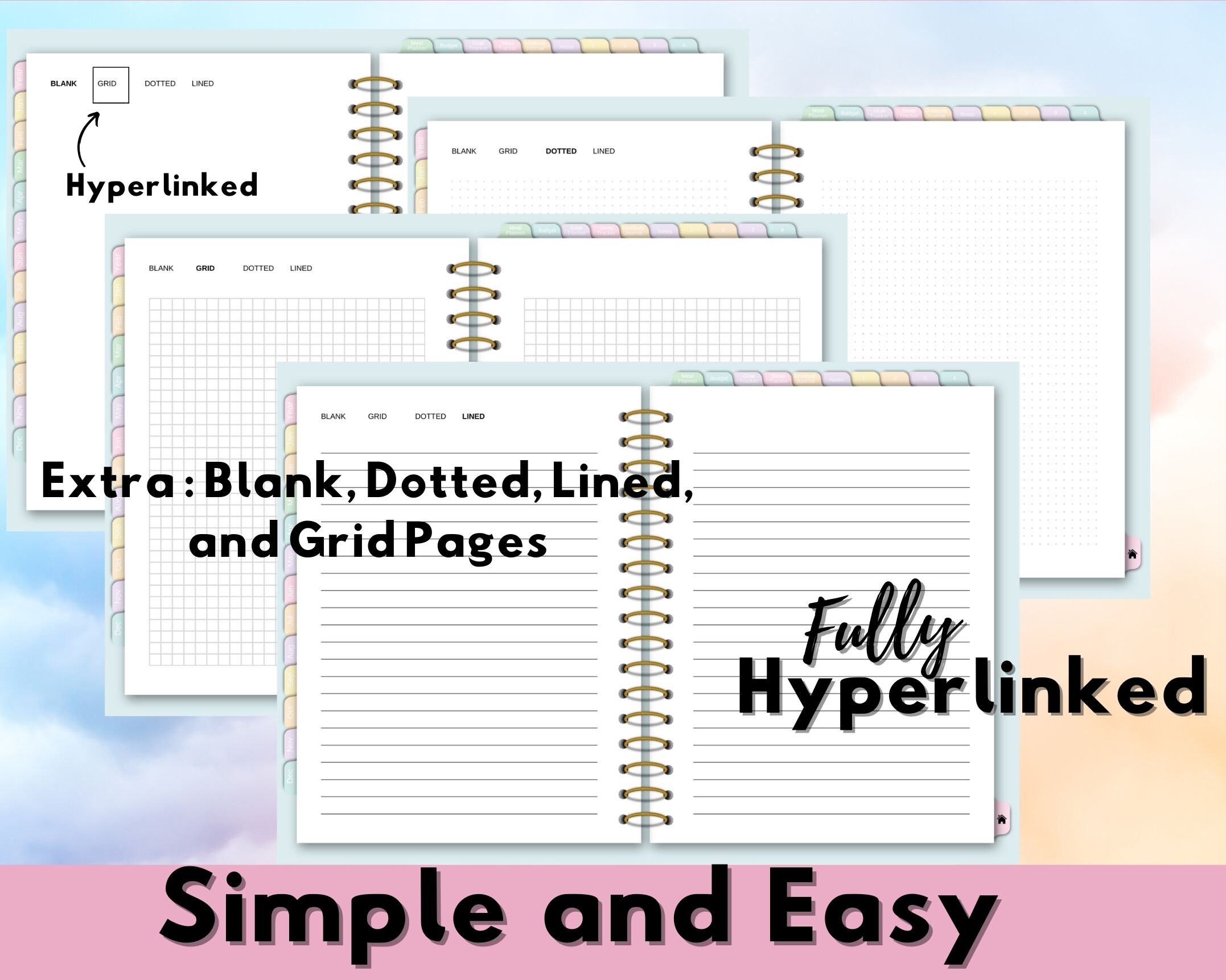 Boho, Kawaii,adhd,undated, Goodnotes, Rainbow, Digital Planner, iPad ...