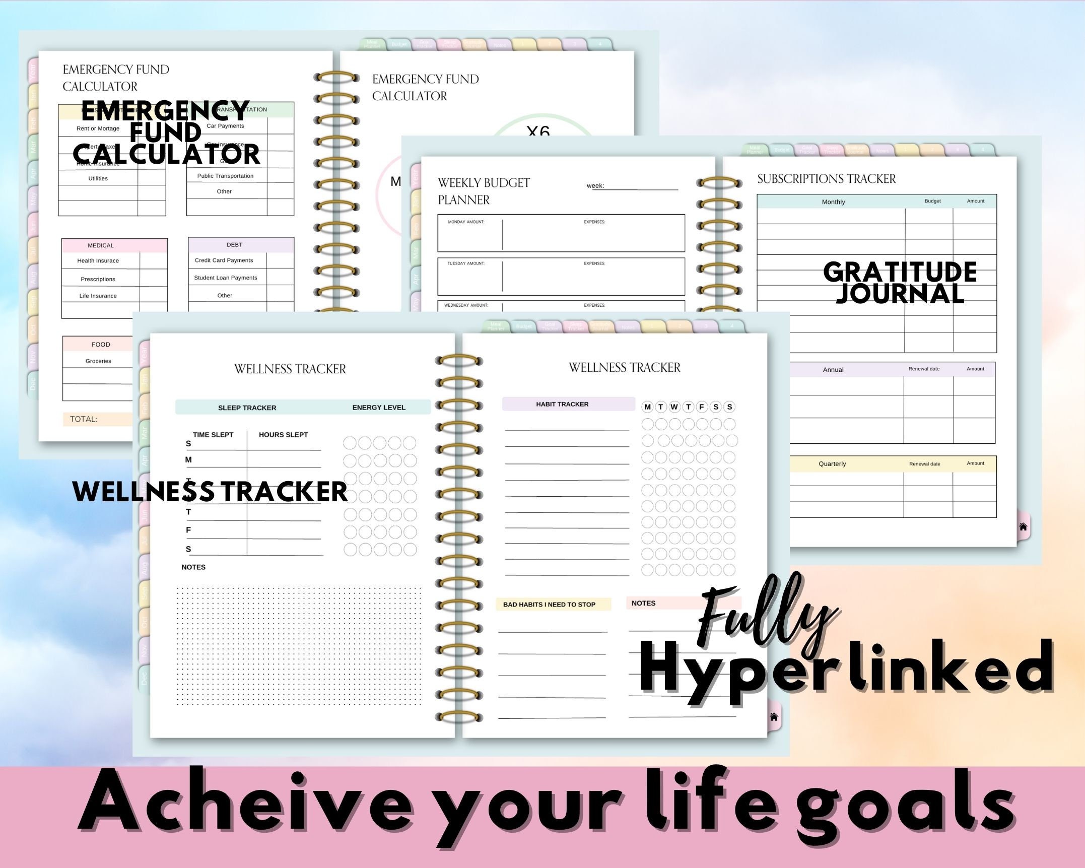 Boho, Kawaii,adhd,undated, Goodnotes, Rainbow, Digital Planner, iPad ...