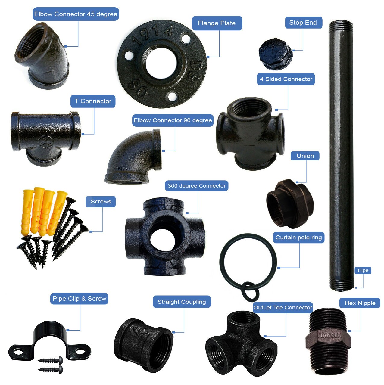 B&Z Industrial Pipe Shelf Bracket Components Steam Punk Rustic - Etsy