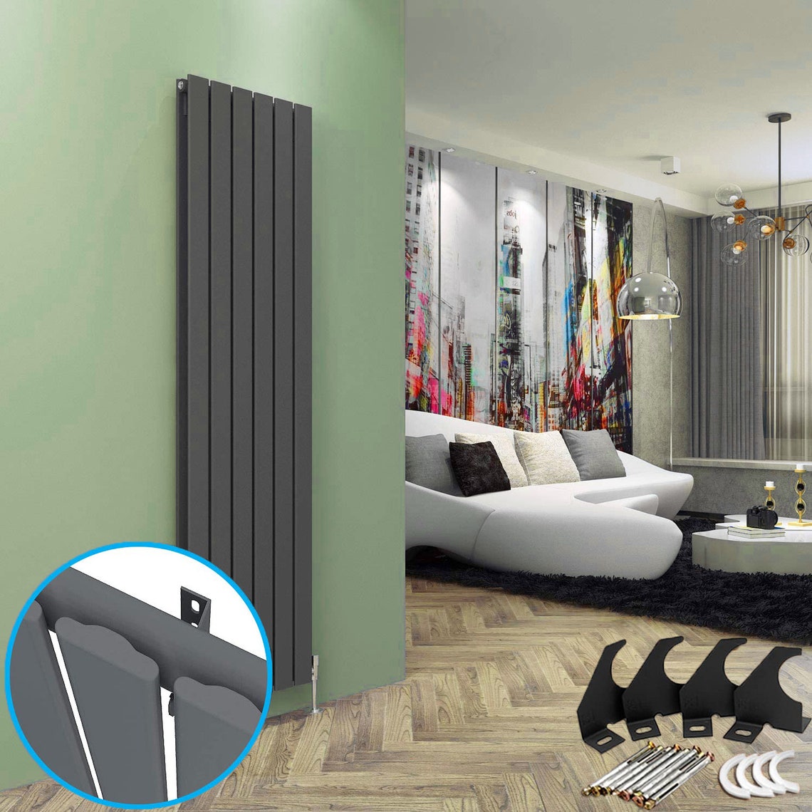4X Universal Designer Radiator Brackets anthracite With Free | Etsy UK