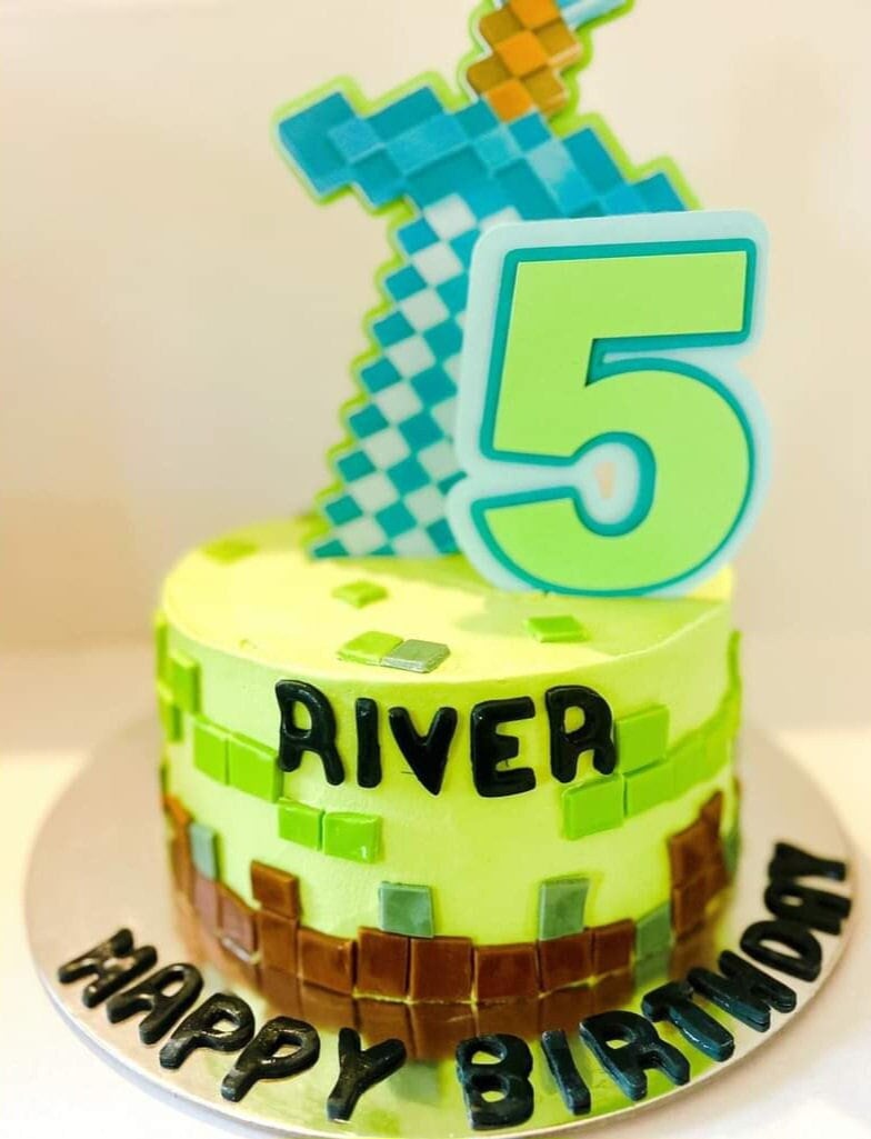Minecraft Pickaxe And Sword Cake