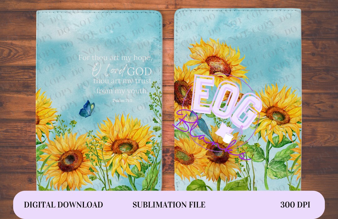 Sublimation Journal Cover PNG Design... Sunflower Design Psalm 71:5 - Etsy