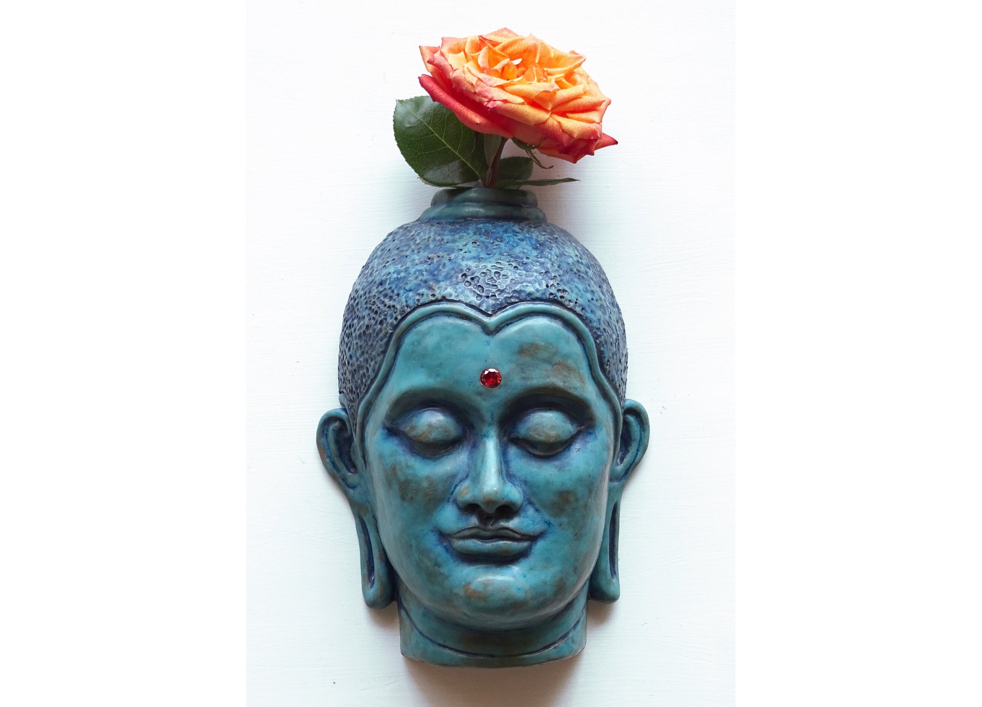 Buddha Buddhist Ceramic Flower Wall Vase With Bindi Jewel Worship ...