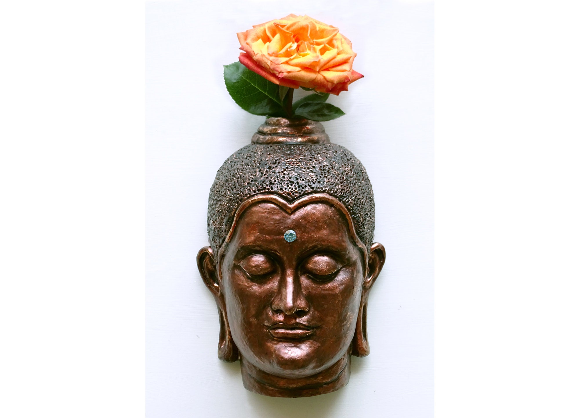 Buddha Buddhist Ceramic Flower Wall Vase With Bindi Jewel Worship ...
