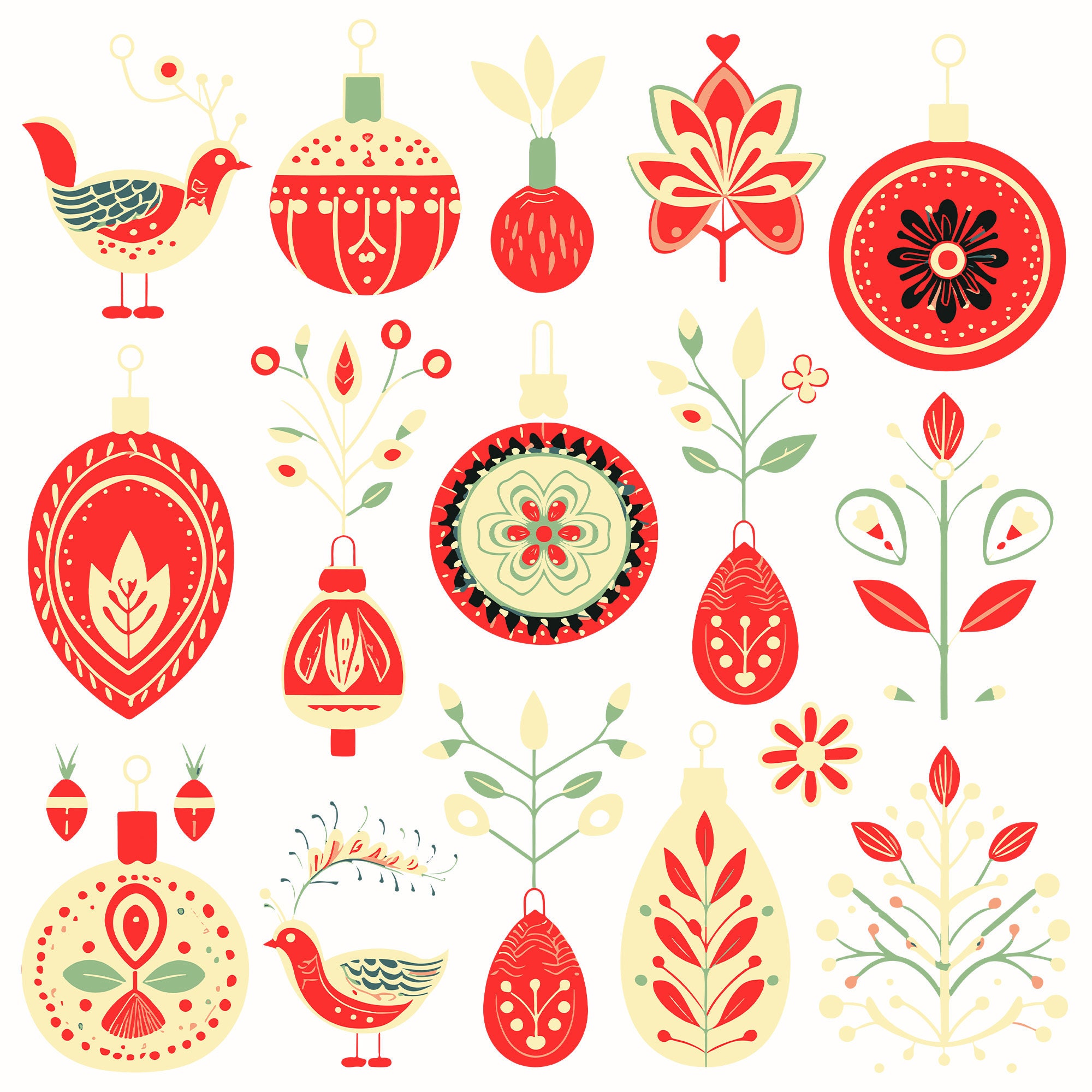 Nordic Christmas Clip Art Set - 68 Images for Cards, Crafts, and Decor ...