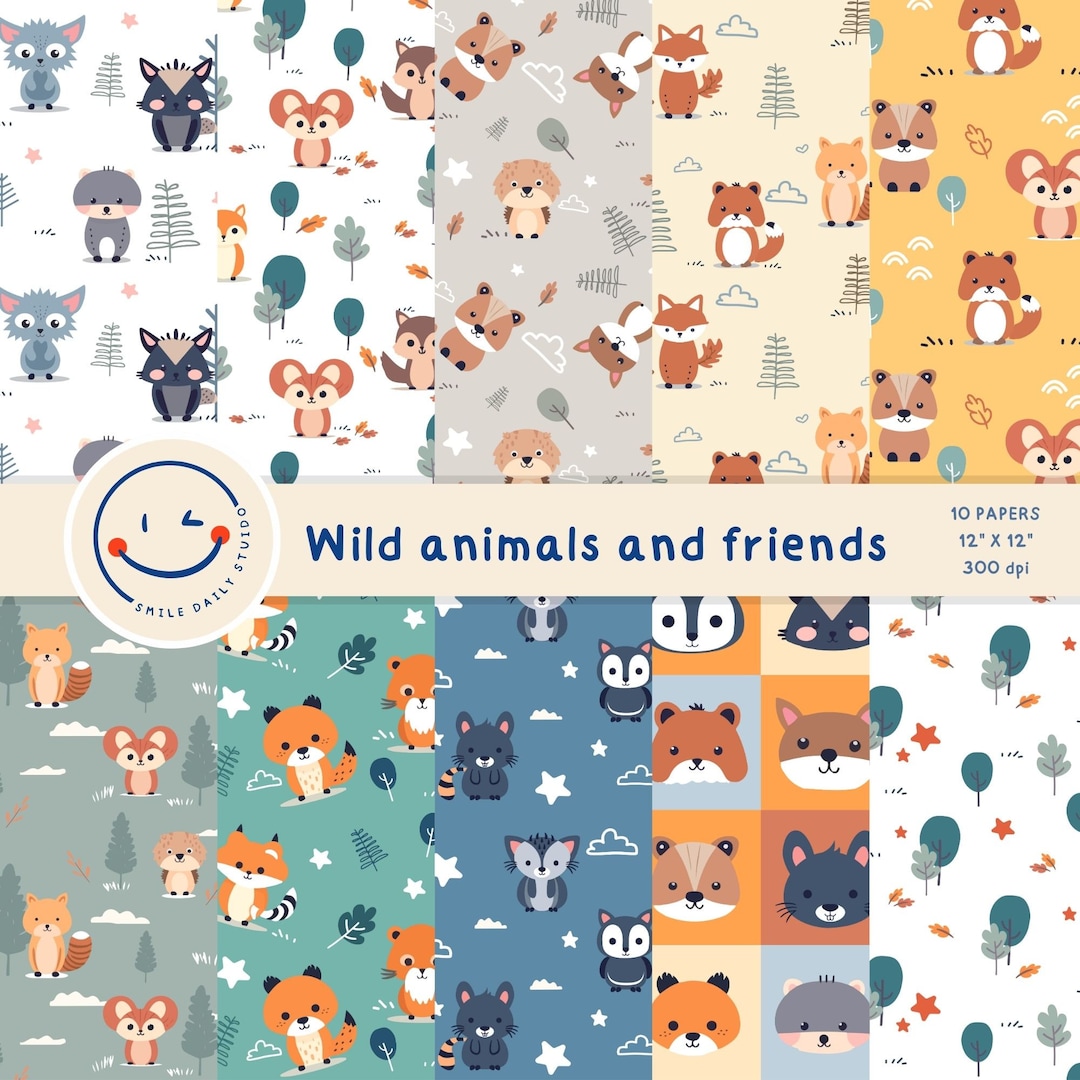 Digital Seamless Papers Wild Animals and Friends - Etsy