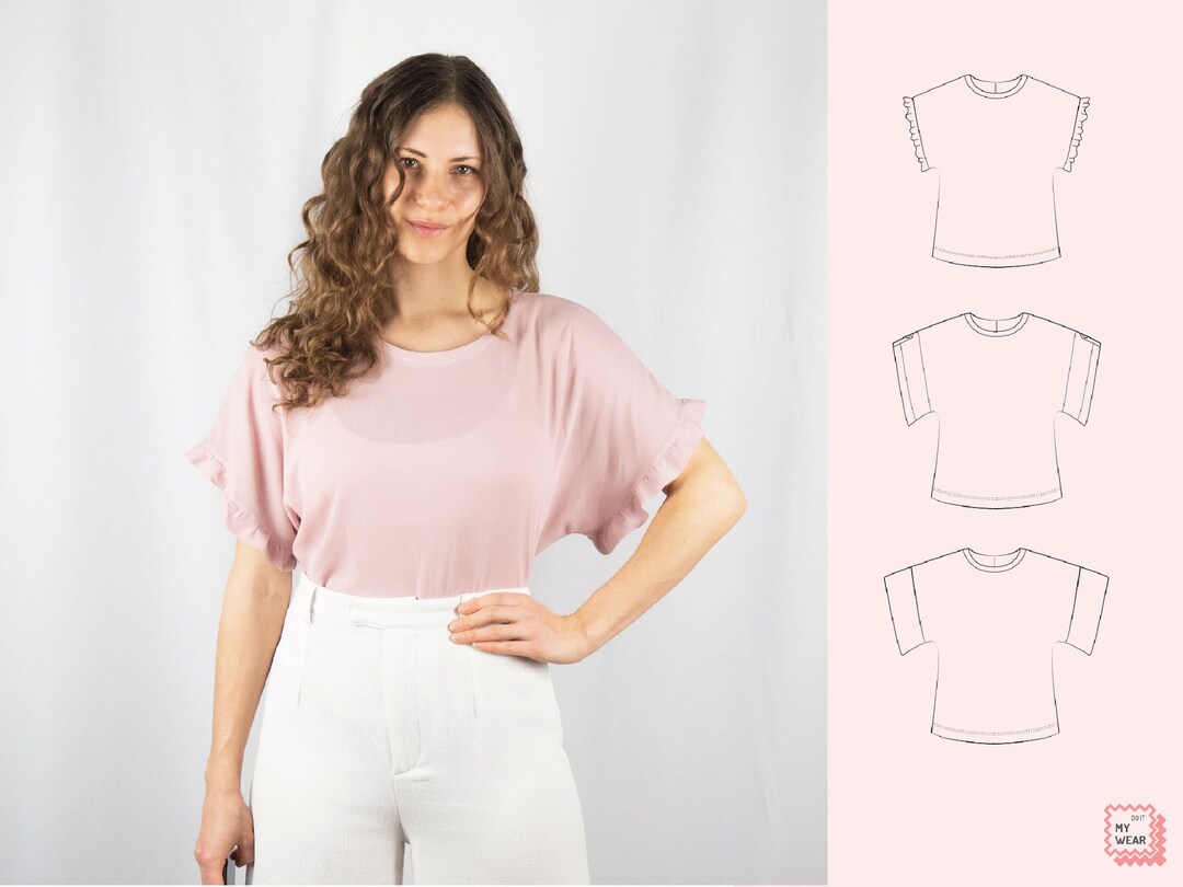 Blouse With Ruffle Sleeves// Digital Sewing Pattern // Sizes US 1-10 ...