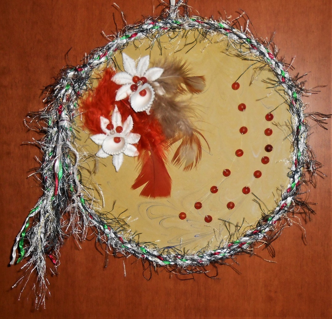 Hand Embellished Circular Silk Marbled Decorated Wall Hanging, Hand ...