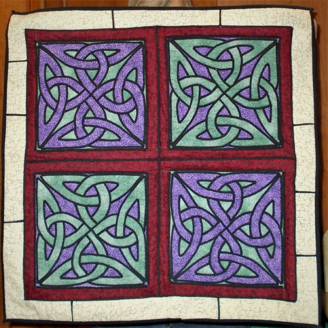 One of a Celtic Knot Panel Stained Glass Quilted Wall Hanging by Celtic ...