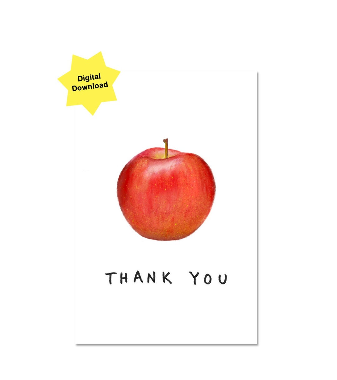 Thank You Teacher Appreciation School Apple Blank Greeting Card ...