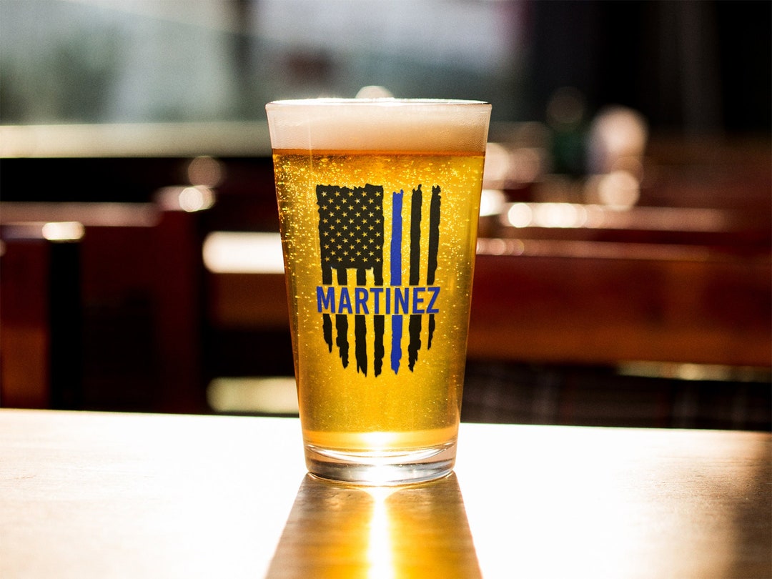 Personalized Police Beer Pint, Thin Blue Line Pint, Blue Lives Matter ...