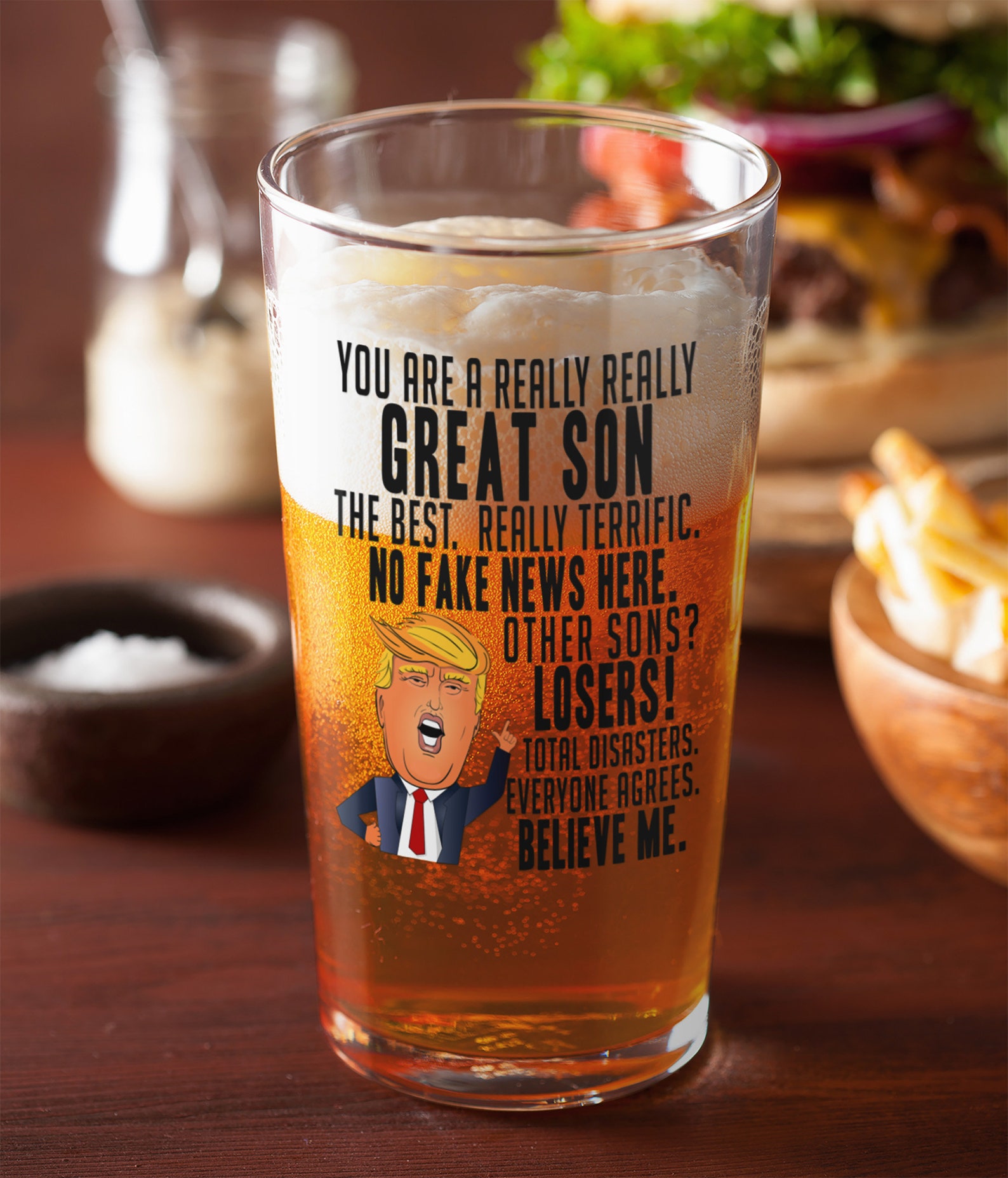 Funny Trump Pint Glass for Son, Funny Christmas Son Gift, Best Gift ...