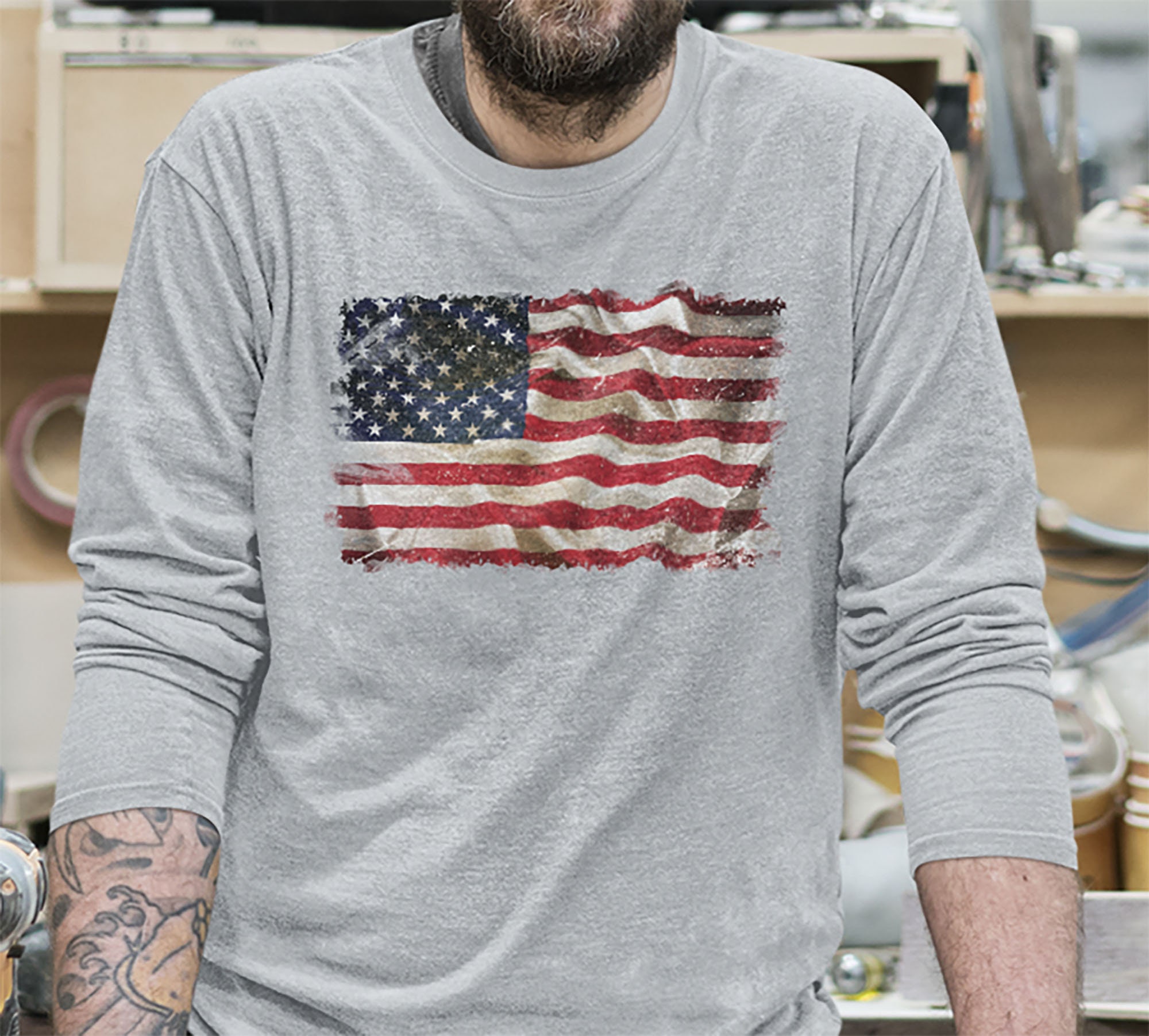 American Flag Pro America Long Sleeve Tshirt Pro America - Etsy