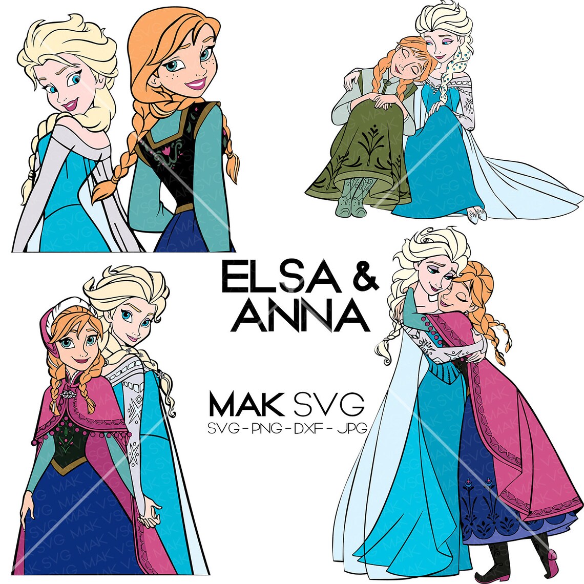 Frozen Svg Bundle Elsa And Anna Svg Dxf Files Elsa Svg Etsy