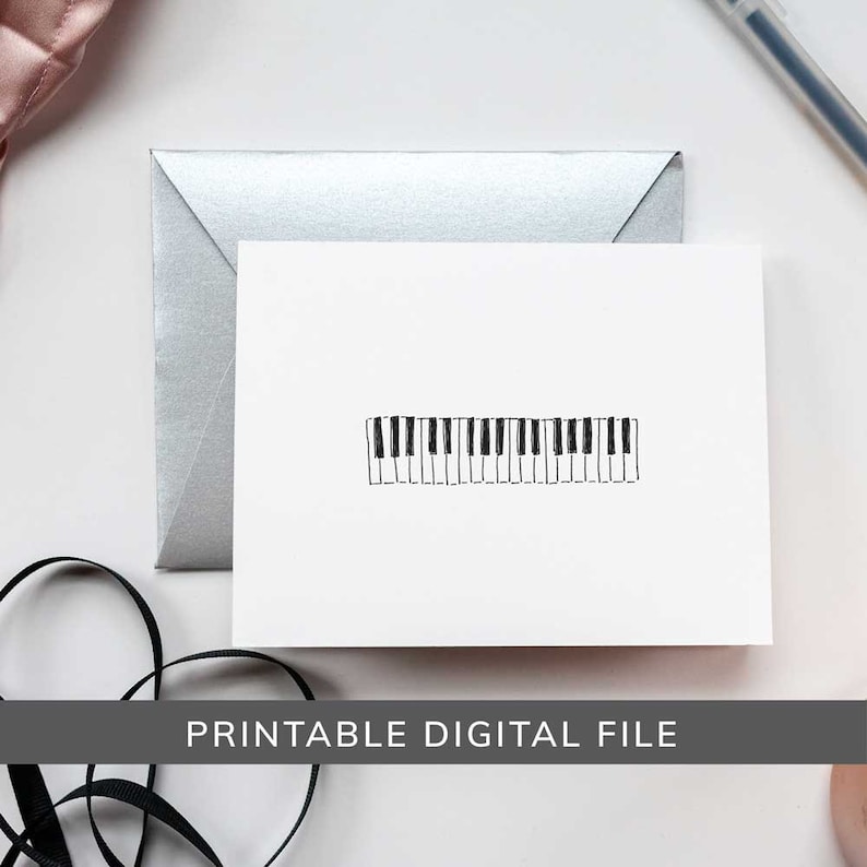 Hand-drawn Piano Card: Teacher Appreciation Gift (digital Download) - Etsy