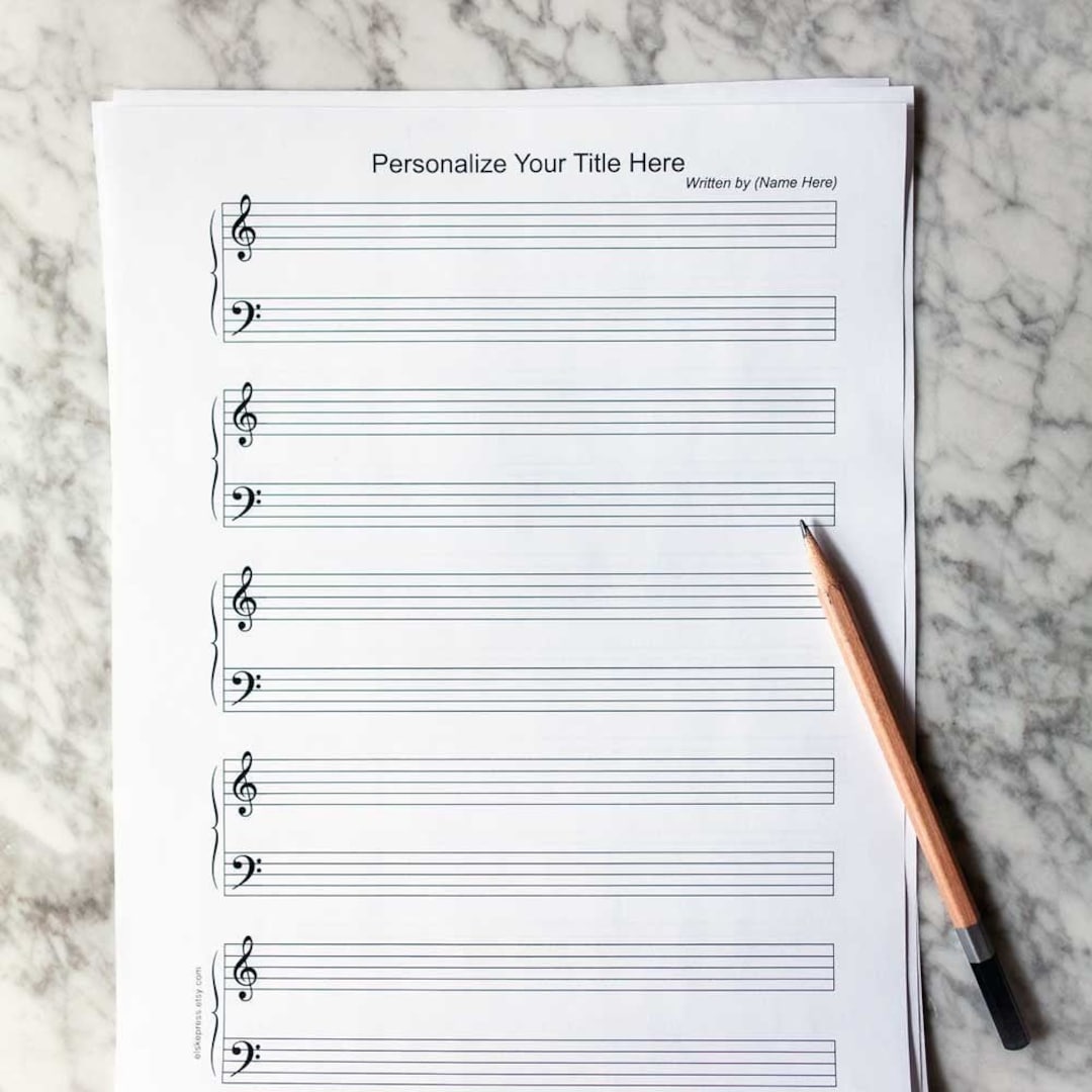 PRINTABLE Personalized Sheet Music, BLANK Sheet Music, Music Bars ...