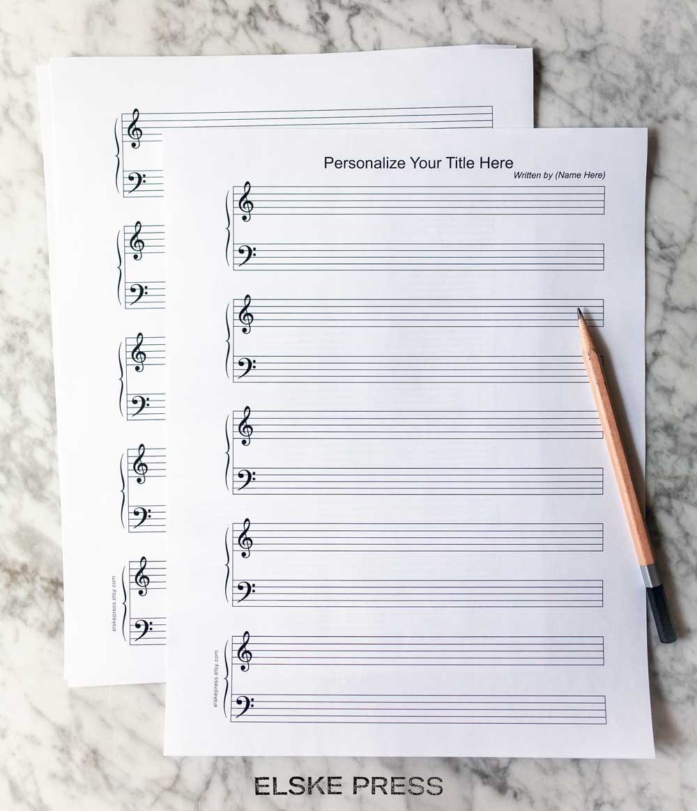 PRINTABLE Personalized Sheet Music, BLANK Sheet Music, Music Bars ...