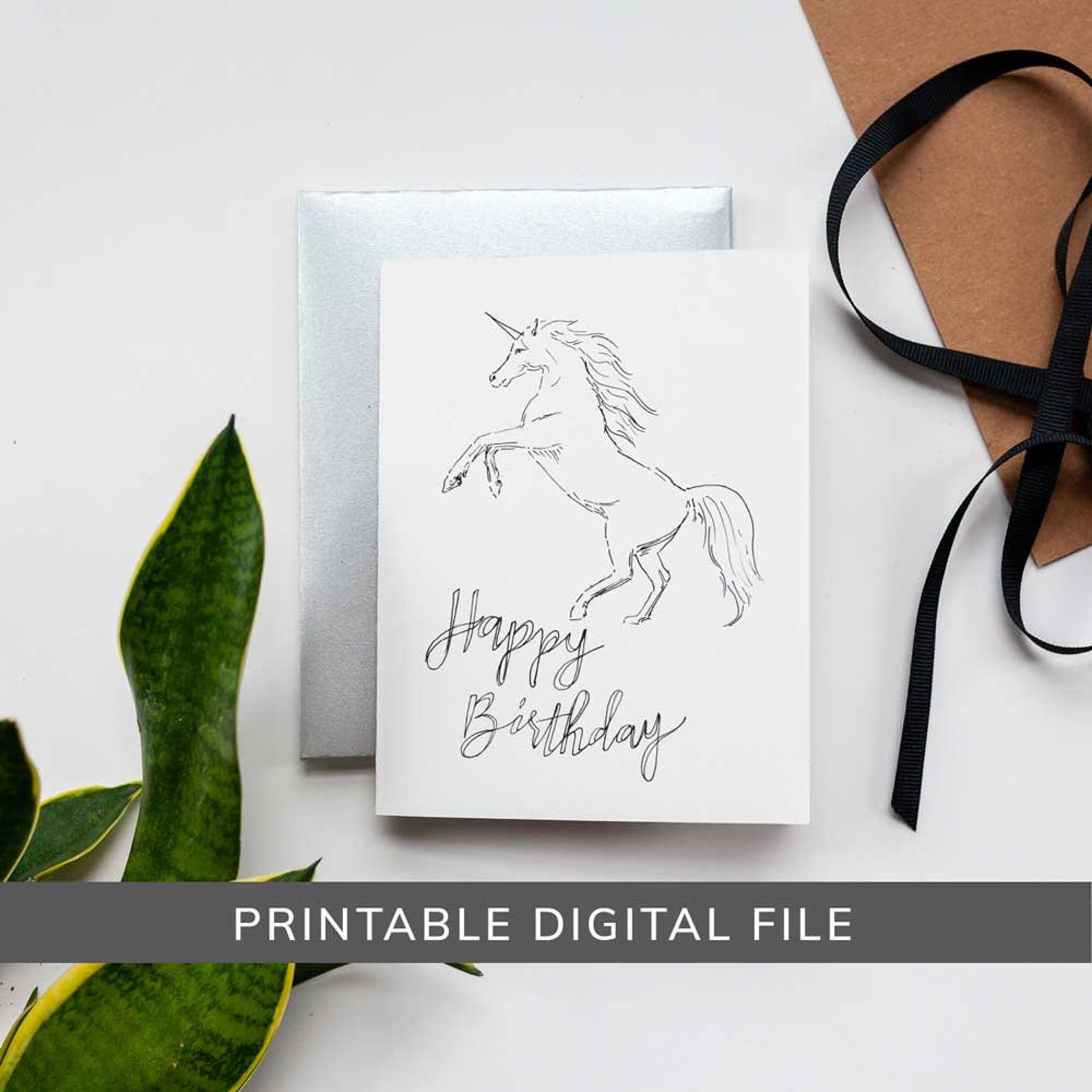 PRINTABLE Unicorn Birthday Card, DIY Color Card, Unicorn Coloring for ...