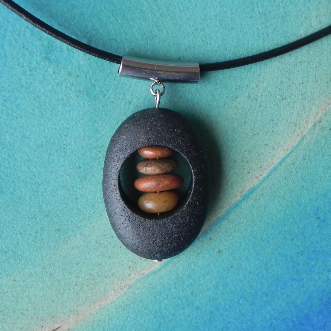 Raven, Rock Necklace Made With Beach Pebbles - Etsy