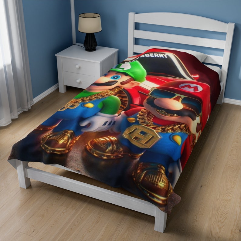 Kids Decorative Blanket, Luigi Plush Blanket for Kids Room, Children's ...