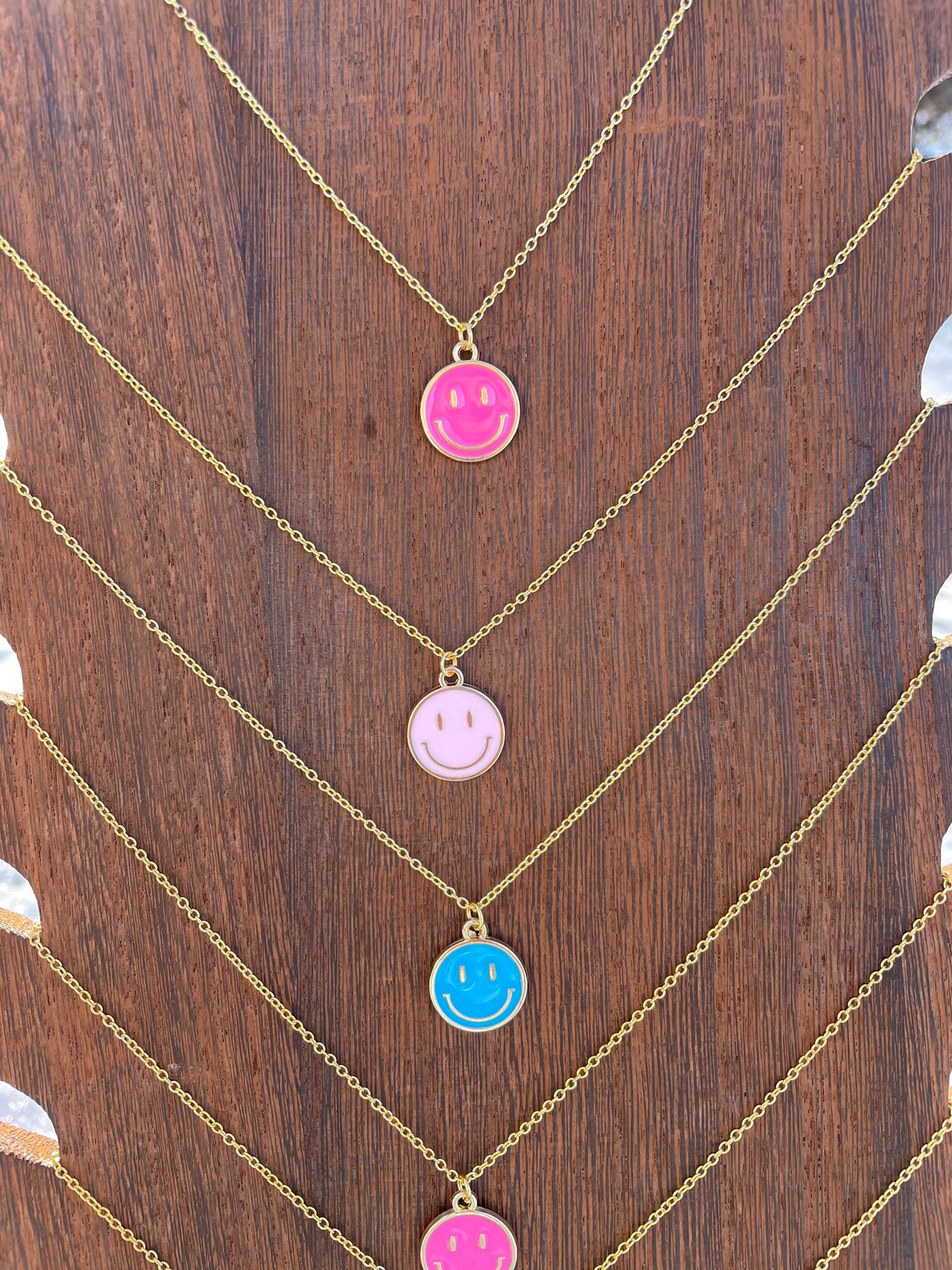 Smiley Face Necklace, Smiley Face Pendant, Enamel Smiley Face - Etsy