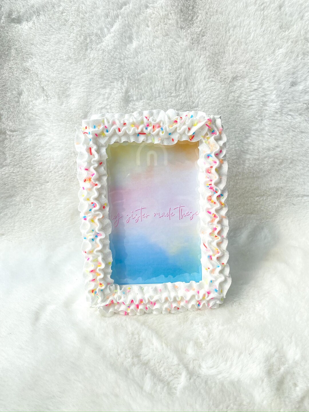 Handcrafted Whimsical Fake Icing Frame Rainbow Ripple 4x6 Y2K Nostalgia ...