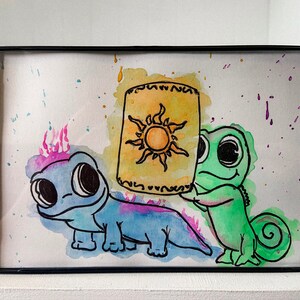 Minimalist Watercolour Wall Art *pascal (tangled) and Bruni (frozen II ...
