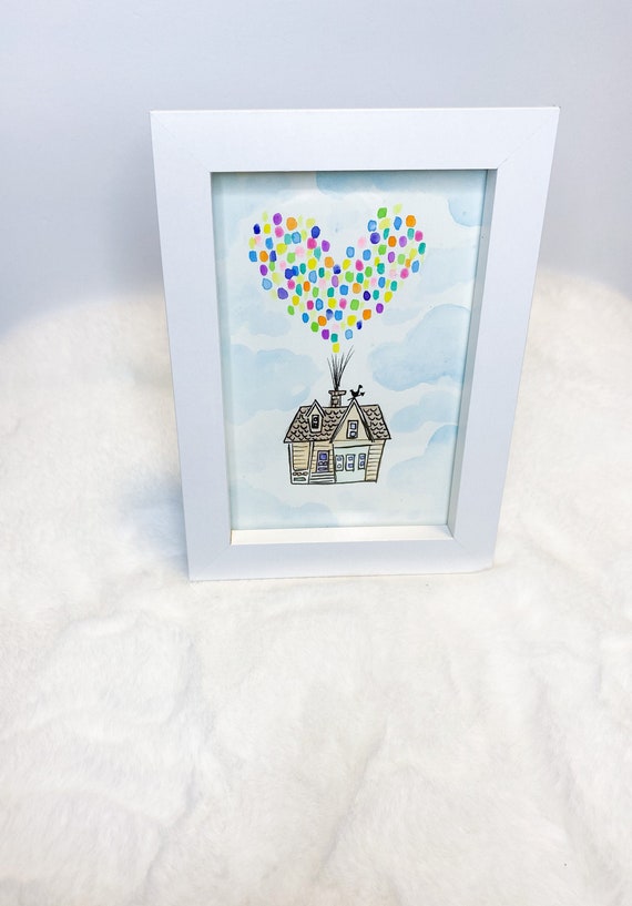 Watercolour Line Art Pixar UP Balloon Painting Carls - Etsy