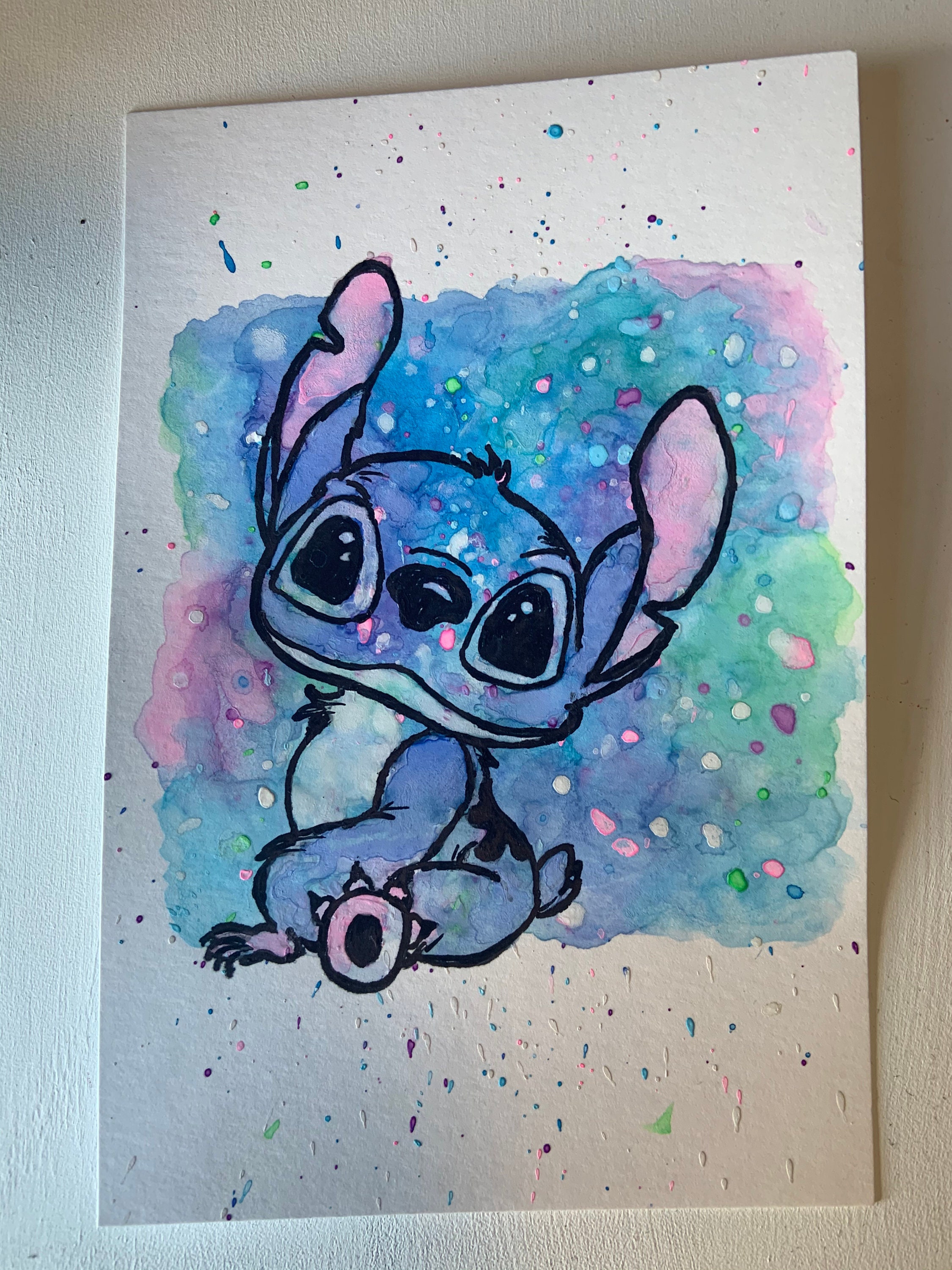 Watercolour Line Art Disney stitch Painting | Etsy Canada