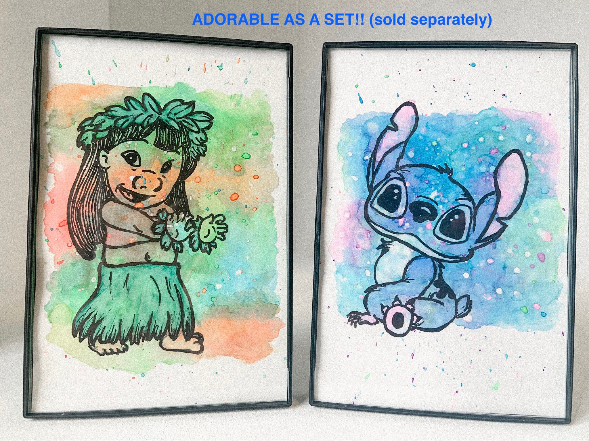 Watercolour Line Art Disney lilo Painting - Etsy Canada