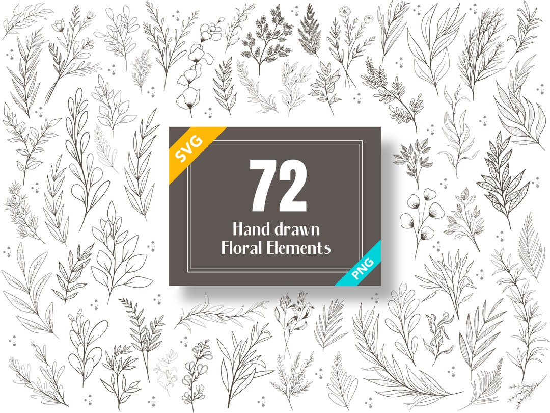 72 Floral Svg Elements Set Bundle Perfect for Design Craft, SVG and PNG ...