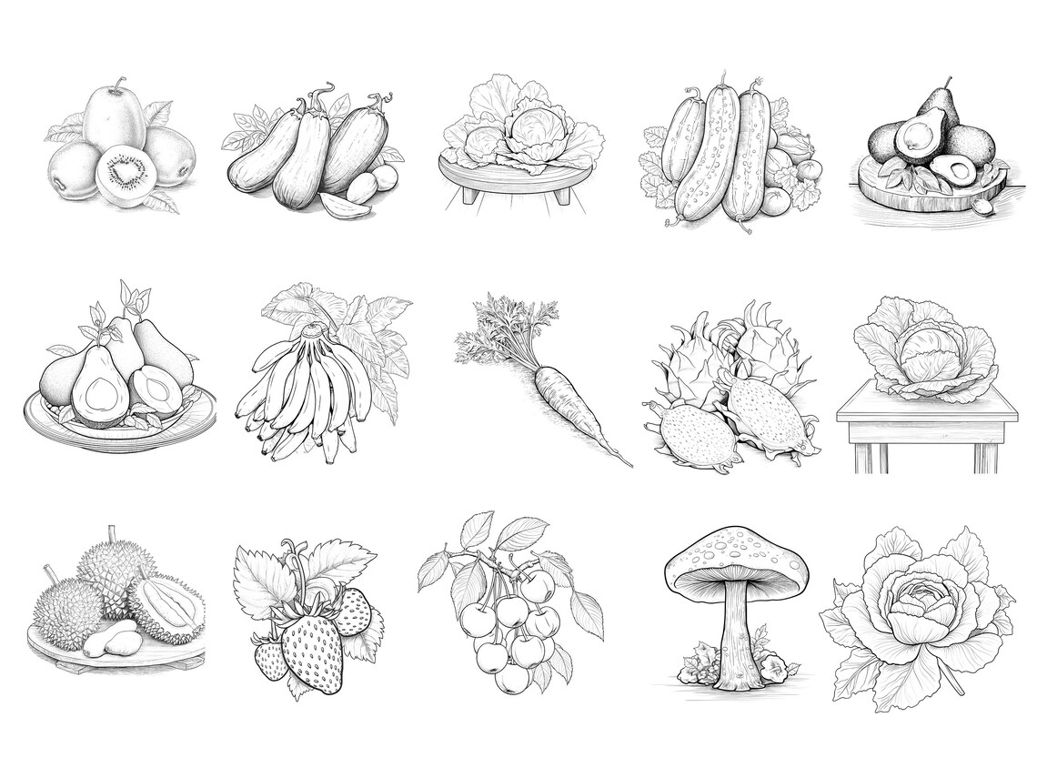 100 Fruits and Vegetables Coloring Pages Vegetable Coloring Pages ...