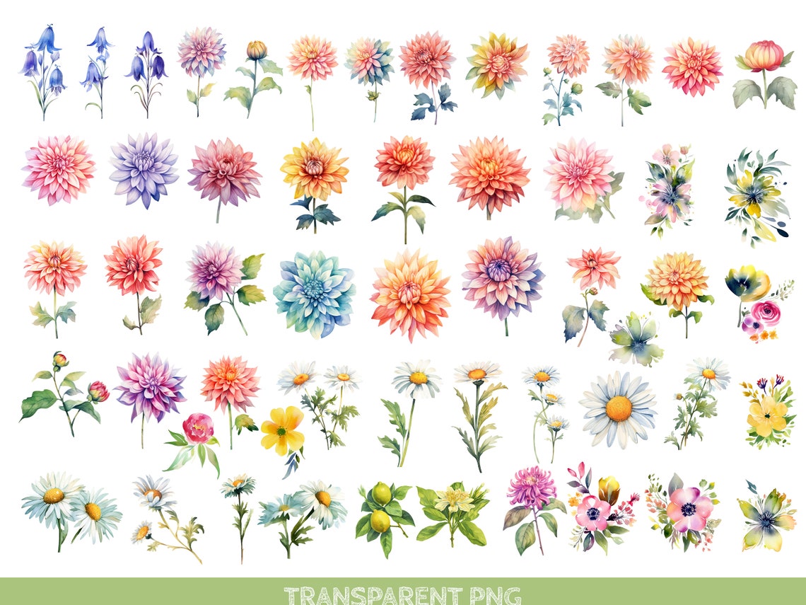 Tropical Floral and Leaves , Watercolor Clipart, Tropical Leaves ...