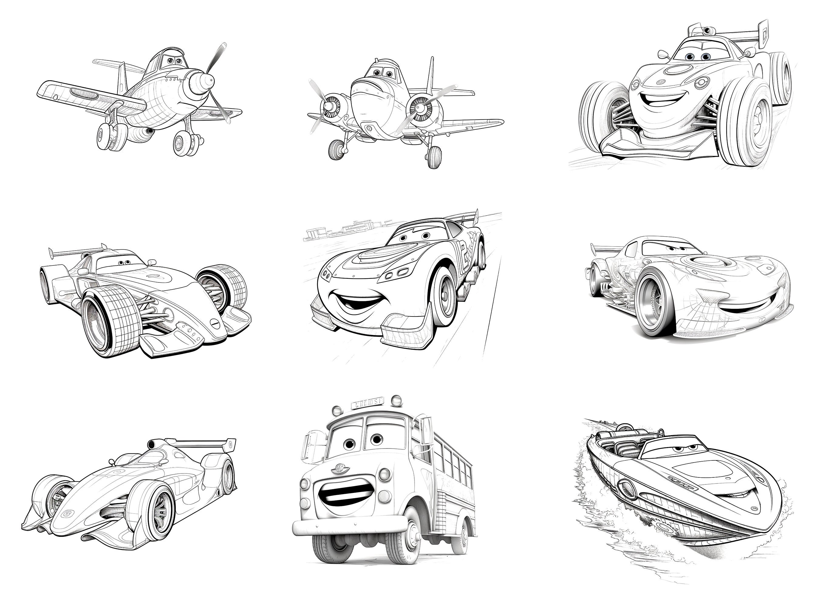 25 Cartoon Cars Coloring Pages | Cartoon Coloring Pages | Car Coloring ...