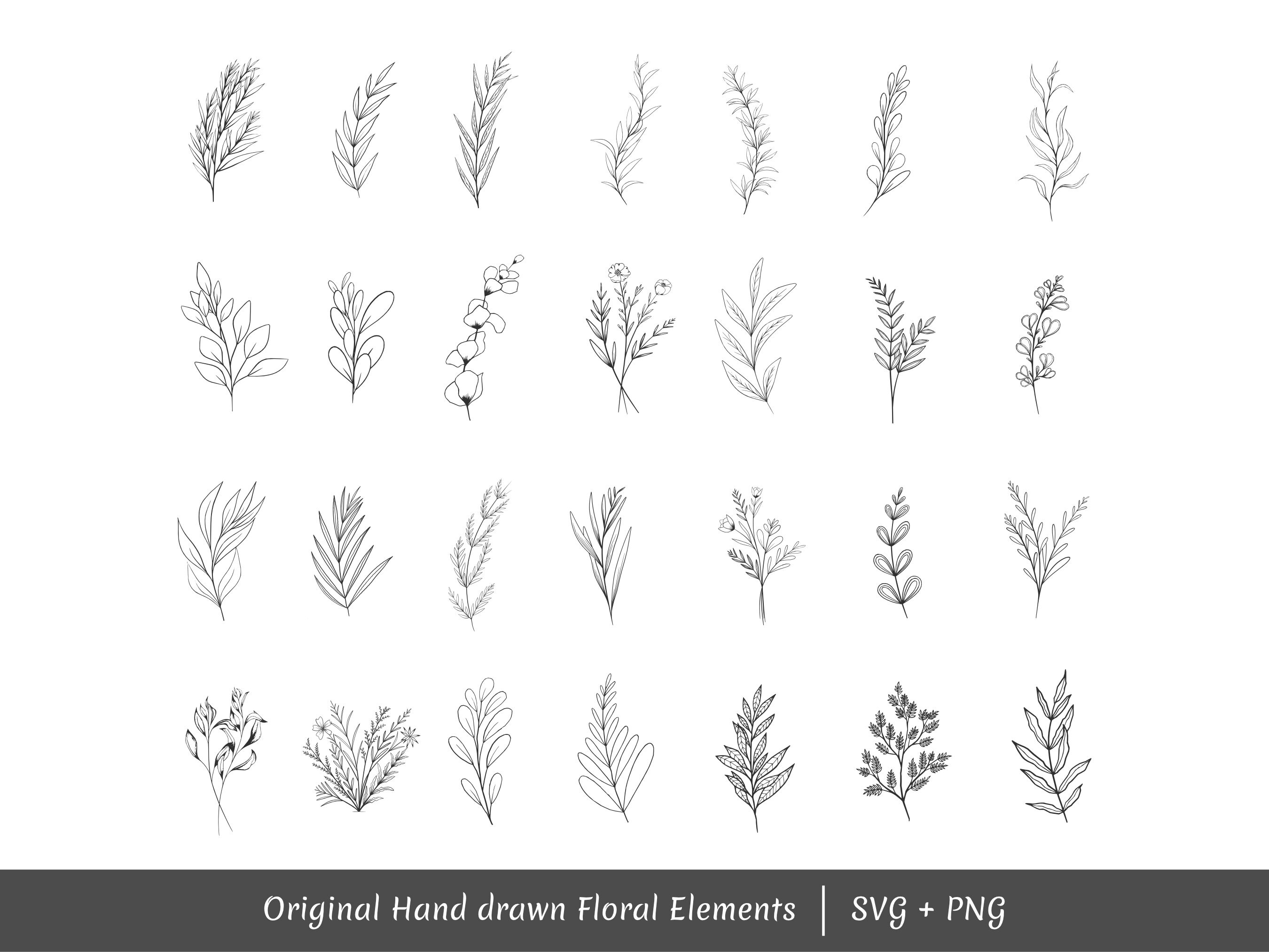 72 Floral Svg Elements Set Bundle Perfect for Design Craft, SVG and PNG ...