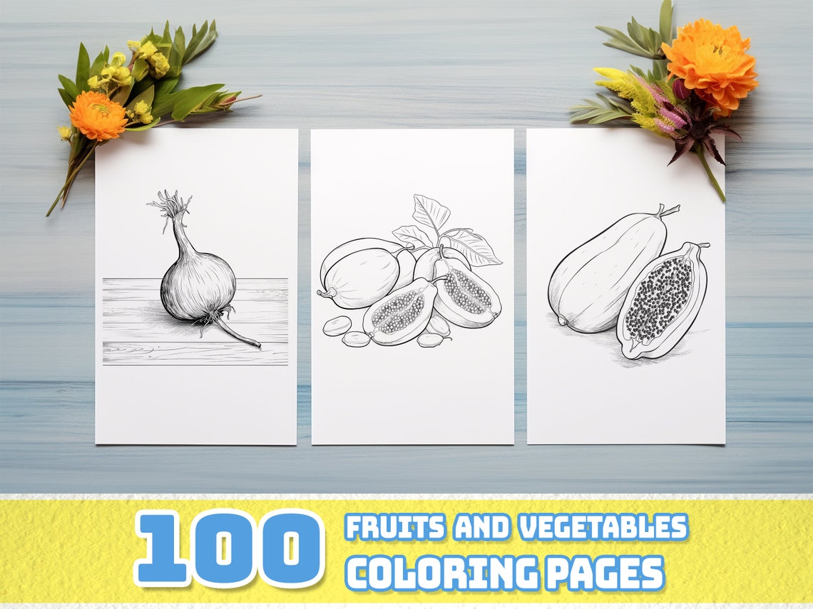 100 Fruits and Vegetables Coloring Pages | Vegetable Coloring Pages ...