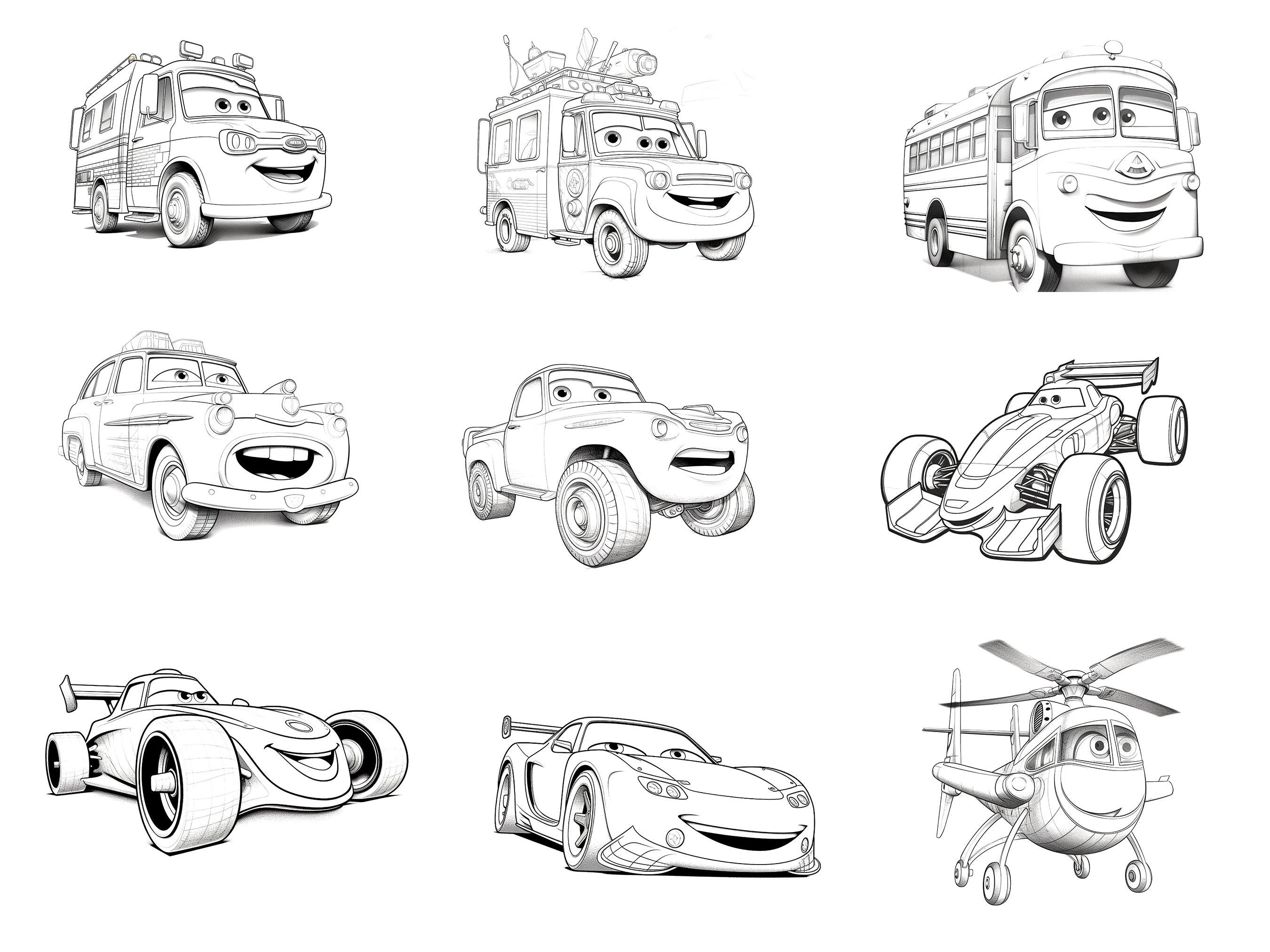 25 Cartoon Cars Coloring Pages | Cartoon Coloring Pages | Car Coloring ...
