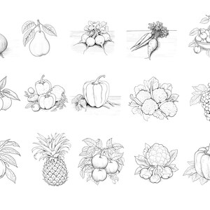 100 Fruits and Vegetables Coloring Pages | Vegetable Coloring Pages ...