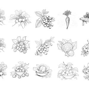 100 Fruits and Vegetables Coloring Pages | Vegetable Coloring Pages ...